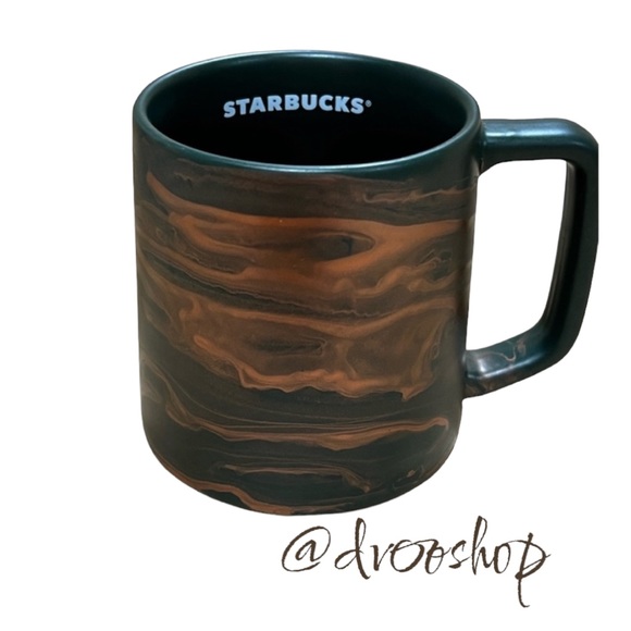 Starbucks | Dining | Starbucks Rose Gold Copper Swirl Dark Green ...